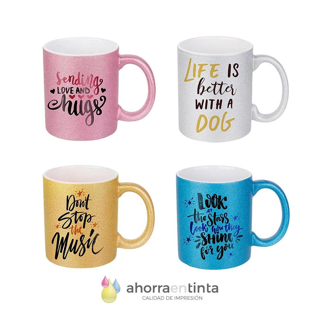 Taza Sublimacion 11oz Acabado Glitter - Varios colores